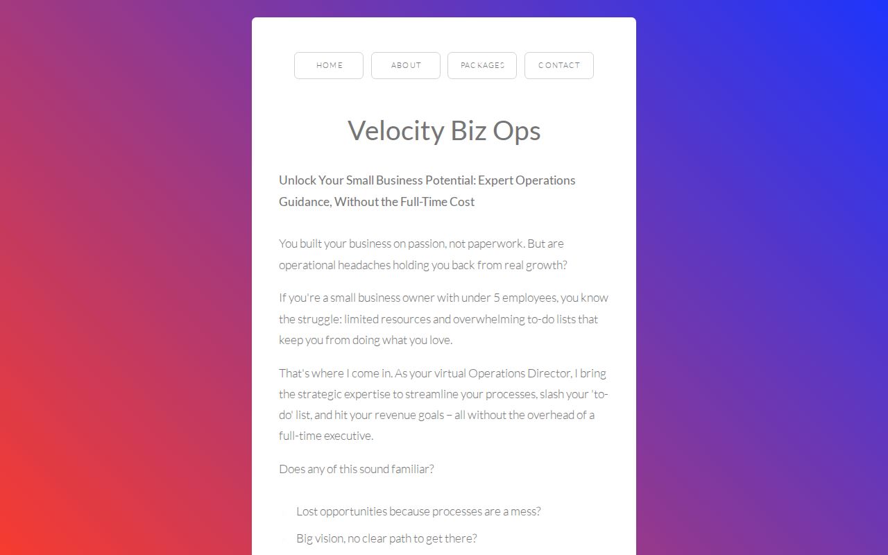 Velocity Biz Ops